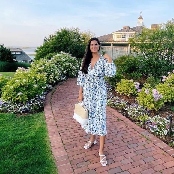Aly Daly | Dresses | Long Sleeve Blue And White Floral Dress | Poshmark